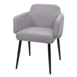 Esszimmerstuhl MCW-L13, Polsterstuhl Küchenstuhl Stuhl mit Armlehne, Stoff/Textil Metall ~ grau