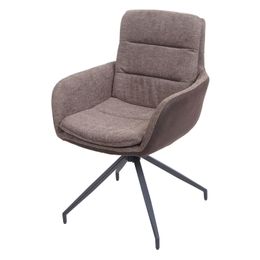 Esszimmerstuhl MCW-K32, K&uuml;chenstuhl Lehnstuhl Stuhl, drehbar Auto-Position, Stoff MVG ~ braun-dunkelbraun