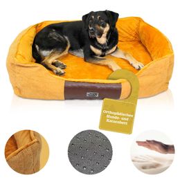 DEAR DARLING DD-04BRXL Luxus Hundebett Katzenbett braun Gr. XL 100x70cm mit Memoryschaum Matratze