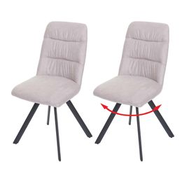 2er-Set Esszimmerstuhl MCW-J69, K&uuml;chenstuhl Stuhl, drehbar Auto-Position, Samt ~ creme-beige