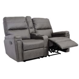 2er Kinosessel MCW-K17, Relaxsessel Fernsehsessel Sofa, Nosagfederung Getränkehalter Fach ~ Stoff/Textil dunkelgrau
