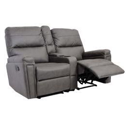 2er Kinosessel MCW-K17, Relaxsessel Fernsehsessel Sofa, Nosagfederung Getr&auml;nkehalter Fach ~ Stoff/Textil dunkelgrau