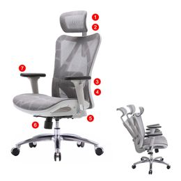 Bürostuhl MCW-J87, Schreibtischstuhl, ergonomisch verstellbare Armlehne 150kg belastbar ~ Bezug grau, Gestell weiß