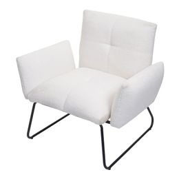 Lounge-Sessel MCW-K34, Cocktailsessel Sessel, Boucl&eacute; Stoff/Textil MVG-zertifiziert ~ wei&szlig;