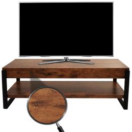 TV-Rack MCW-L53, Fernsehtisch Lowboard TV-Tisch, Metall 42x120x44cm ~ dunkle Wildeiche