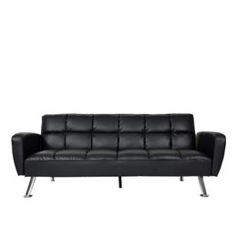 Sofa MCW-K19, Couch Schlafsofa Gästebett Bettsofa Klappsofa, Nosagfederung Schlaffunktion 203cm ~ Kunstleder schwarz