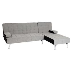 Schlafsofa MCW-K22, Couch Ecksofa Sofa, Liegefl&auml;che links/rechts Schlaffunktion 236cm ~ Stoff/Textil hellgrau, schwarz