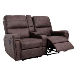 2er Kinosessel MCW-K17, Relaxsessel Fernsehsessel Sofa, Nosagfederung Getr&auml;nkehalter Fach ~ Stoff/Textil braun