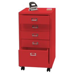 Rollcontainer MCW-L49, Schubladenschrank Stahlschrank Aktenschrank, Metall 75x40x41cm 5 Schubladen ~ rot