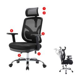 Bürostuhl MCW-J92, Schreibtischstuhl, ergonomisch, verstellbare Lordosenstütze und Armlehne ~ schwarz
