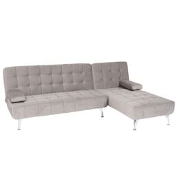 Schlafsofa MCW-K22, Couch Ecksofa Sofa, Liegefläche links/rechts Schlaffunktion 236cm ~ Samt grau
