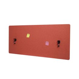 Akustik-Tischtrennwand MCW-G75, Büro-Sichtschutz Schreibtisch Pinnwand, doppelwandig Stoff/Textil ~ 60x140cm braun