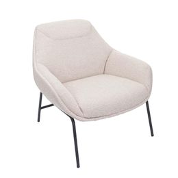 Lounge-Sessel MCW-J77, Cocktailsessel Sessel, Boucl&eacute; Stoff Metall ~ creme-beige