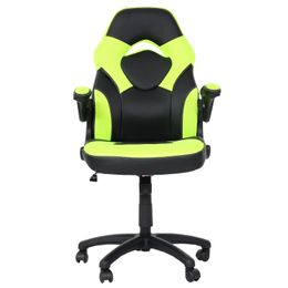 B&uuml;rostuhl MCW-K13, Drehstuhl Gamingstuhl, ergonomisch, verstellbare Armlehne, Kunstleder ~ schwarz-gr&uuml;n