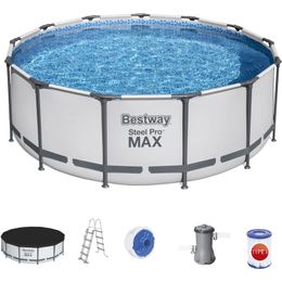 Bestway - 5618W Frame Pool Steel Pro max Swimmingpool rund Ø396x122cm Komplett-Set