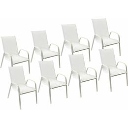 Satz von 8 Stühlen marbella aus weißem Textilene - weißem Aluminium - Weiß
