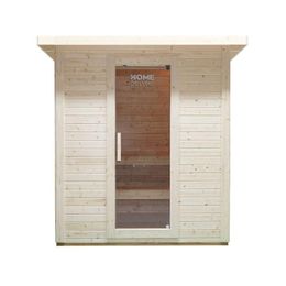 Home Deluxe Outdoor Saunahaus talo l - für 4 Personen - Maße: 221 x 217 x 221 cm, Holz: Fichtenholz - inkl. Saunaofen und Saunazubehör i Gartensauna, Außensauna,