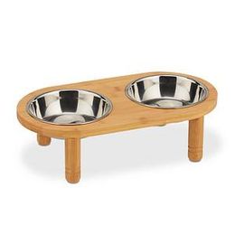 Relaxdays Futterstation Hunde/Katzen braun 34,5 x 18,0 x 9,5 cm