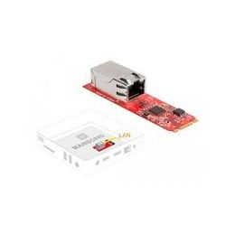 Delock Konverter M.2 Key B+M Stecker zu 1 x RJ45 2,5 Gigabit LAN Port horizontal, LAN-Adapter Geschwindigkeit: 10 MBit/s, 1000 MBit/s, 2500 MBit/s Anschlüsse: 1x RJ-45 Steckplatz: M.2 (NGFF 2280) Chipsatz: Intel i225V