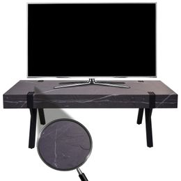 TV-Rack MCW-L54, Fernsehtisch Lowboard TV-Tisch, Metall 42x120x40cm ~ Marmor-Optik grau