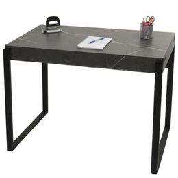 Schreibtisch MCW-L53, Bürotisch Computertisch Arbeitstisch, Metall 100x54cm ~ Marmor-Optik grau