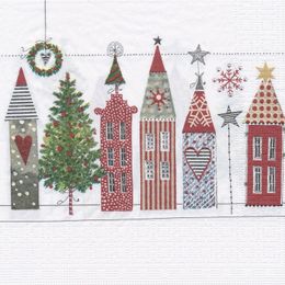 buttinette Papierservietten "Weihnachtshäuser", 33 x 33 cm, 20 Stück