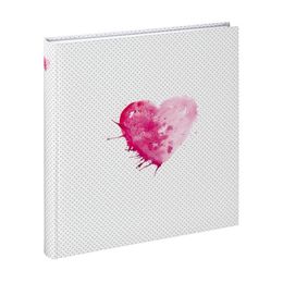 Hama Fotoalbum Buch Album "Lazise", 29x32 cm, 50 weiße Seiten, Herz, max. 250 Fotos, rosa