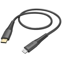 Hama USB-Ladekabel USB 2.0 Apple Lightning Stecker, USB-C® Stecker 1.50 m Schwarz 00201602