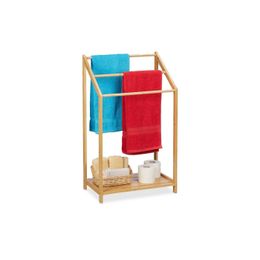 Relaxdays Handtuchhalter Bambus Handtuchhalter mit Ablage