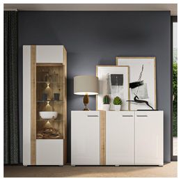 Lomadox Vitrine AKRON-131 Vitrinenschrank mit Sideboard