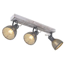 Globo Lighting - MORI - Strahler Holz antik weiß getüncht, 3x E27