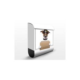 MICASIA Briefkasten mit Zeitungsfach - i Hund mit Paket - Briefkasten mit Tiermotiv Größe: 46cm x 39cm