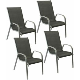 Satz von 4 Stühlen marbella aus grauem Textilene - graues Aluminium - Grau