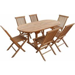 Teakholz-Gartenmöbel lombok - ovaler ausziehbarer Tisch - 6 Plätze - Braun
