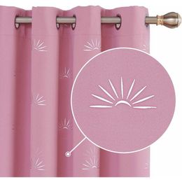 Verdunkelungsgardinen mit Ösen Gardinen Vorhang Blickdicht Wärmeisolierend, 2er Set,117x229 cm(BreitexHöhe), Pink - Pink - Deconovo