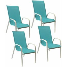 Satz von 4 Stühlen marbella aus blauem Textilene - weißem Aluminium - Blau