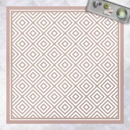 MICASIA Vinyl-Teppich - Quadratische Kacheln mit Bordüre - Quadrat 1:1 Größe HxB: 40cm x 40cm