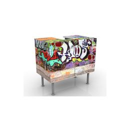 MICASIA Waschbeckenunterschrank - Graffiti - Badschrank Bunt Größe: 55cm x 60cm