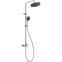 Auralum Regendusche Duschsystem Chrom Duscharmatur Duschset mit Armatur, 2 Funktion Duschsäule Regenduschset mit Verstellbare Duschstange
