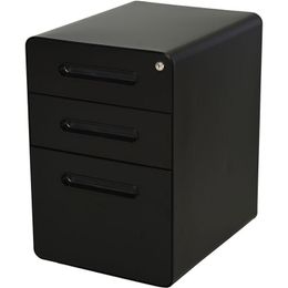 Rollcontainer Aktenschrank Bürocontainer mit 3 Schubladen Büroschrank Aufbewahrung Container Stahl Schwarz 39 x 48 x 59 cm - Schwarz - Vinsetto