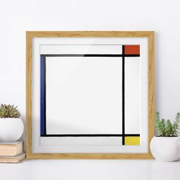MICASIA Bild mit Rahmen - Piet Mondrian - Komposition III Größe HxB: 70cm x 70cm, Rahmen: Eiche