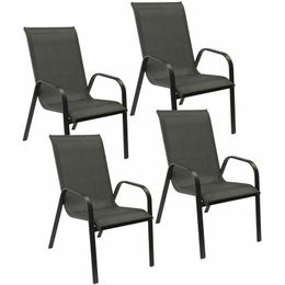 Satz von 4 Stühlen MARBELLA aus grauem Textilene - anthrazitgraues Aluminium - Grau
