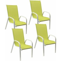 Satz von 4 Stühlen marbella aus grünem Textilene - weißem Aluminium - Grün