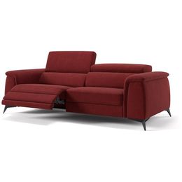 Stoff 3-Sitzer livorno Rot 224 x 109 x 77 cm Füße: Graphit - Rot - Sofanella