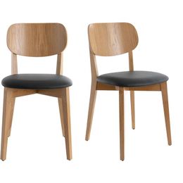 Miliboo Vintage-Stühle Eichenholz und schwarze Sitzfläche (2er-Set) LUCIA - Schwarz