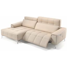 Salento Ecksofa Ledercouch Funktionssofa Sofa in Creme m: 262 x 163 Breite x 100 Tiefe - Creme - Sofanella