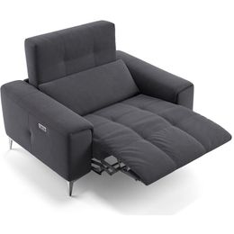 Stoff 2-Sitzer Sofa Mini salento Dunkelgrau 142 x 100 x 80 cm Füße: Matt-Schwarz - Dunkelgrau - Sofanella