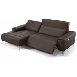 Leder Ecksofa Mini bella Links Braun s: 209 Breite x 100 Tiefe Füße: Matt-Schwarz - Braun - Sofanella