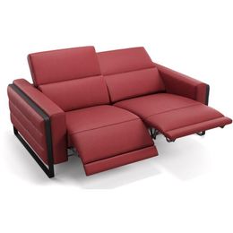 Sofanella Leder 2-Sitzer DELTONA Rot 180 x 113 x 78 cm Füße: Schwarz - Rot