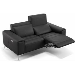 Leder 2-Sitzer Sofa bella Schwarz 178 x 100 x 78 cm Füße: Matt-Schwarz - Schwarz - Sofanella
